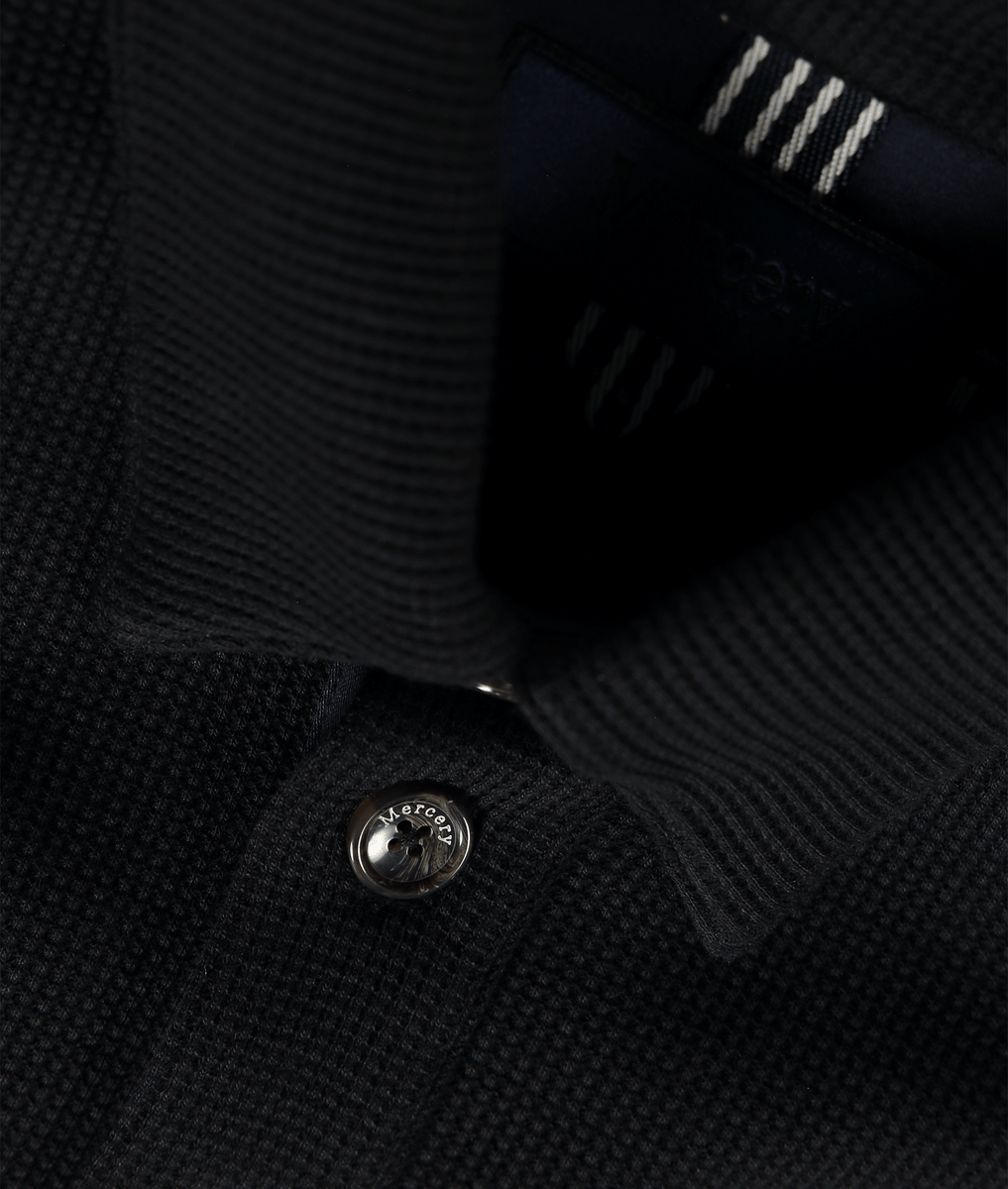 Madoswoon Micro Waffle Half Placket Polo LS - Black – Robert Goddard