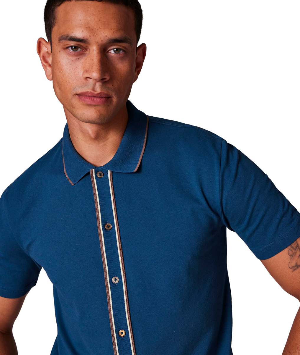 Mens Reg Ss Button Front Polo - Petrol Green – Robert Goddard