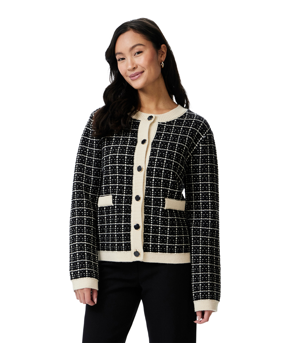 Livia Ls Short Knit Cardigan - Black Birch – Robert Goddard