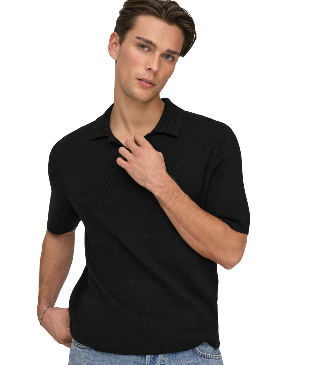 Travis Reg 12 Ss Mel Knit - Black – Robert Goddard